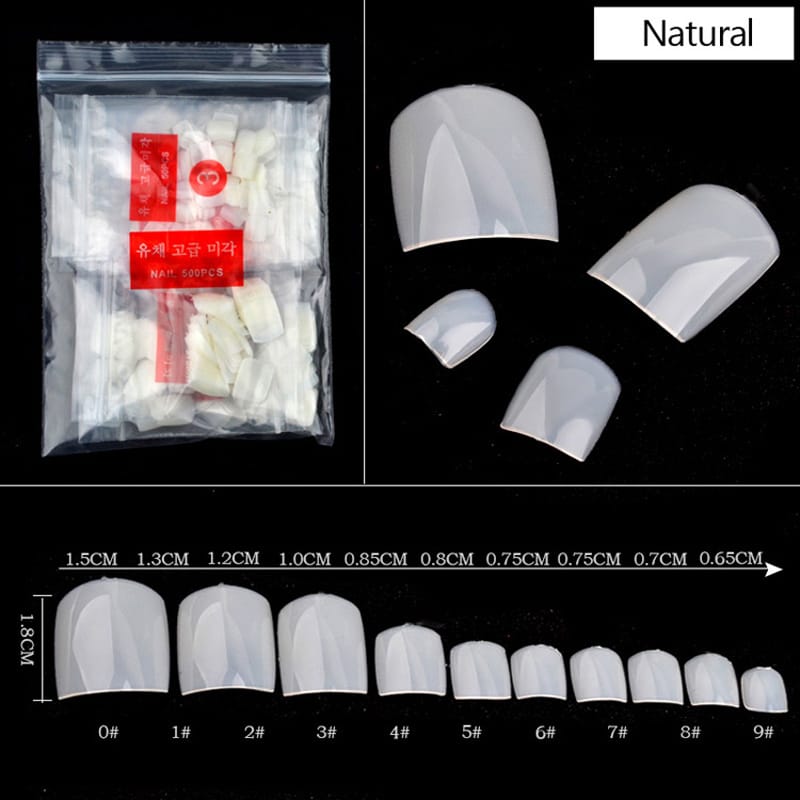 Full toe nail tips - Clear - 500pcs - Cherry Blossom Store