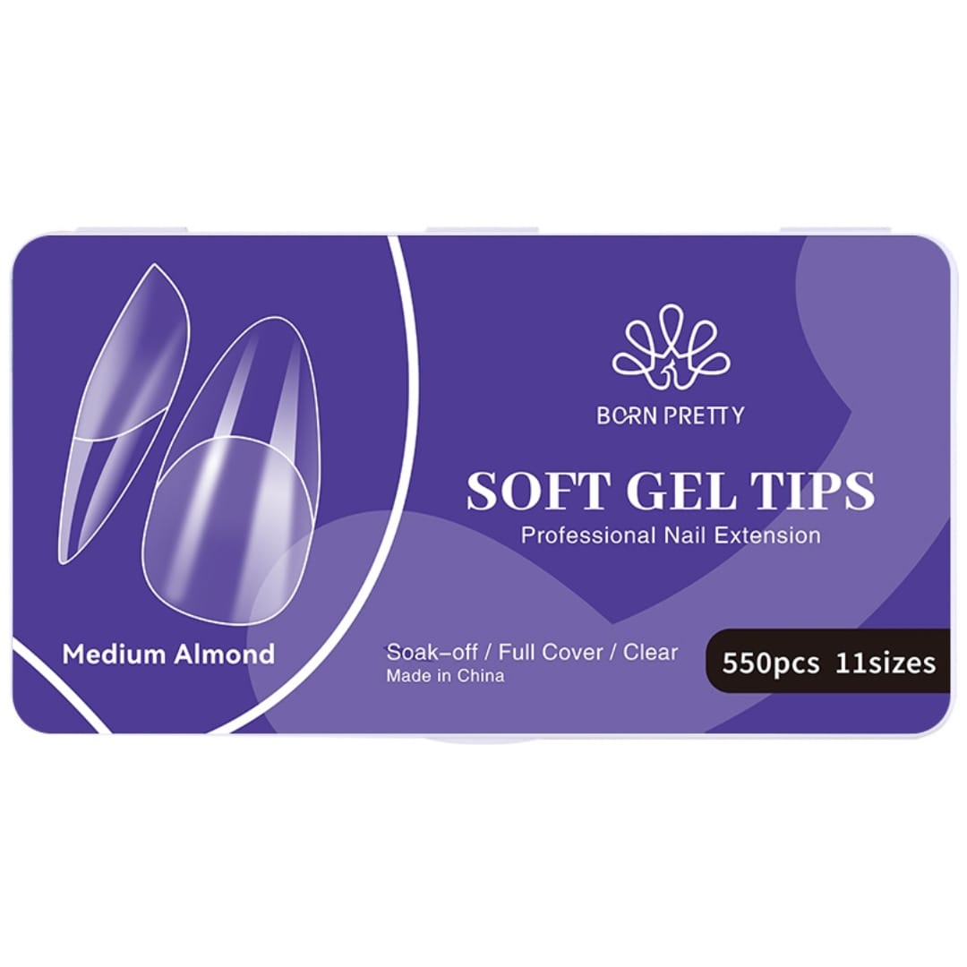 BORN PRETTY Full Soft Gel Tips-Medium Almond-550pcs - Cherry Blossom Store